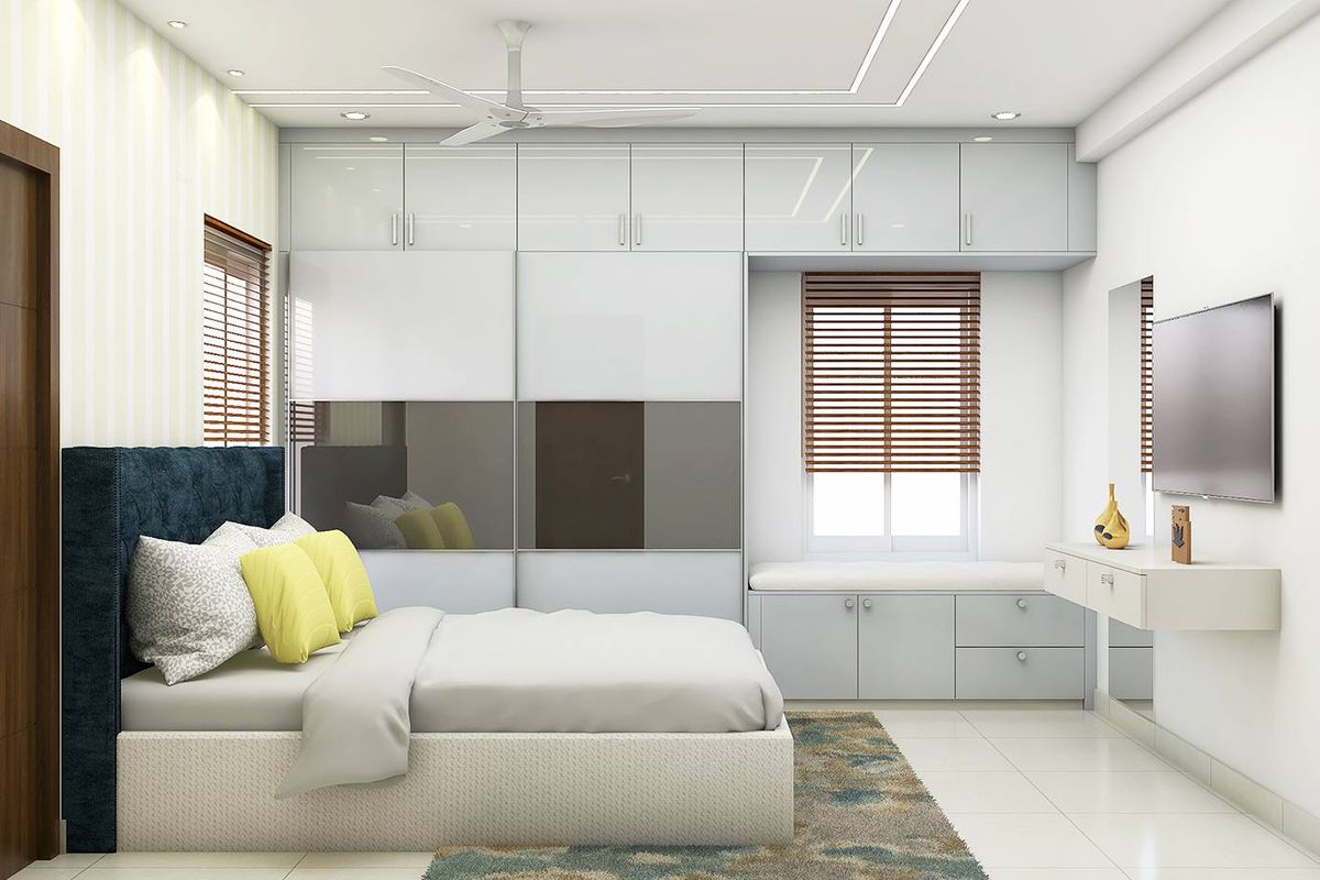 Maximum Storage Convenient Modern Theme Master Bedroom Design | Livspace