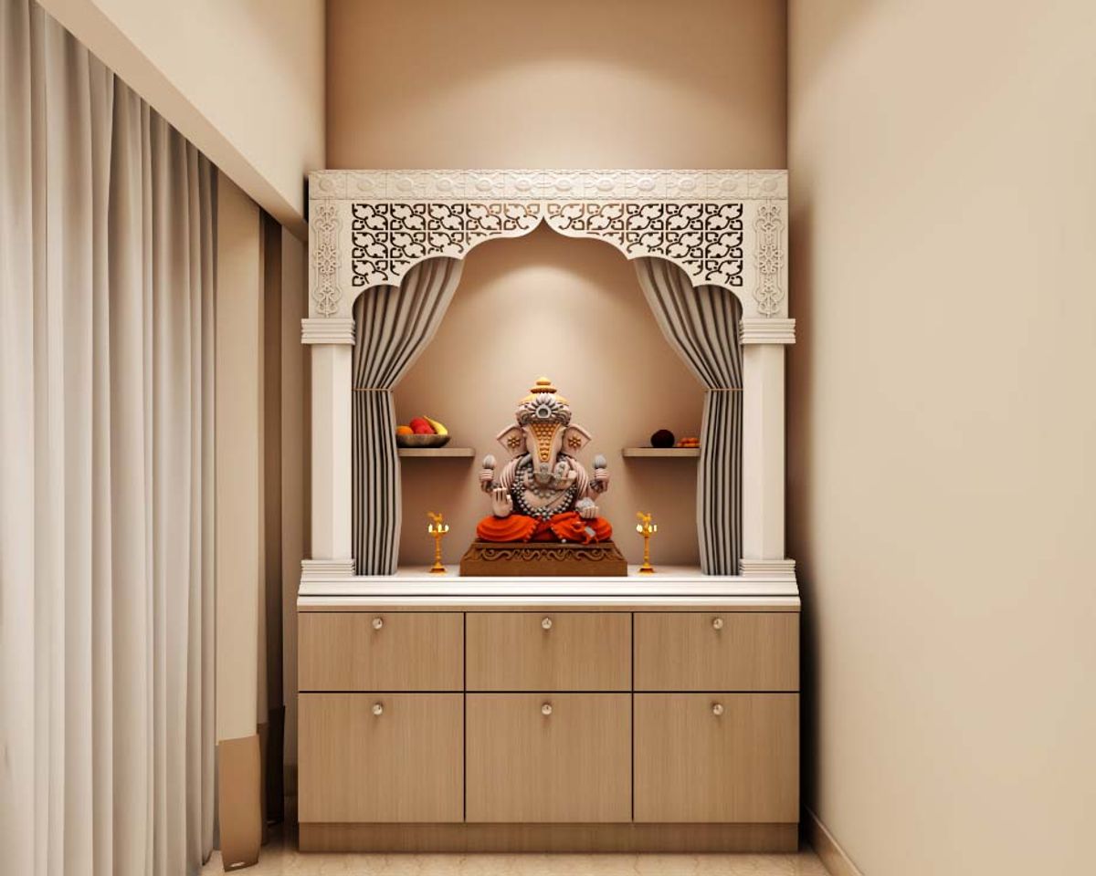 Spacious Floor-Mounted Mandir Design | Livspace