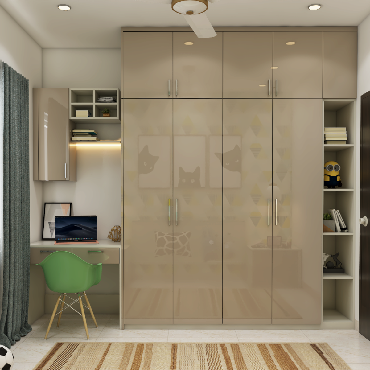 Spacious Wardrobe Design With Glossy Finish | Livspace