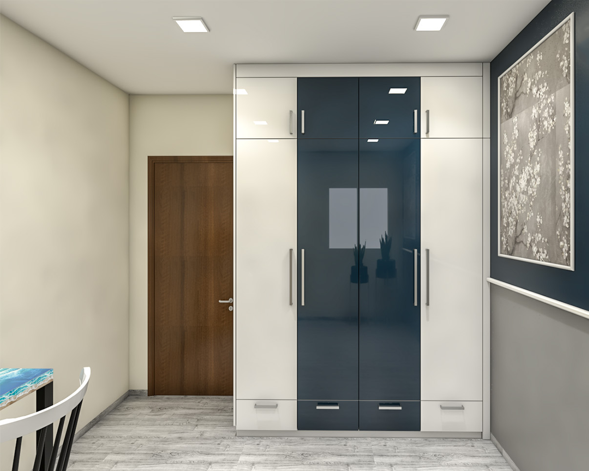 Modern Spacious Wardrobe With Glossy Finish Laminates | Livspace