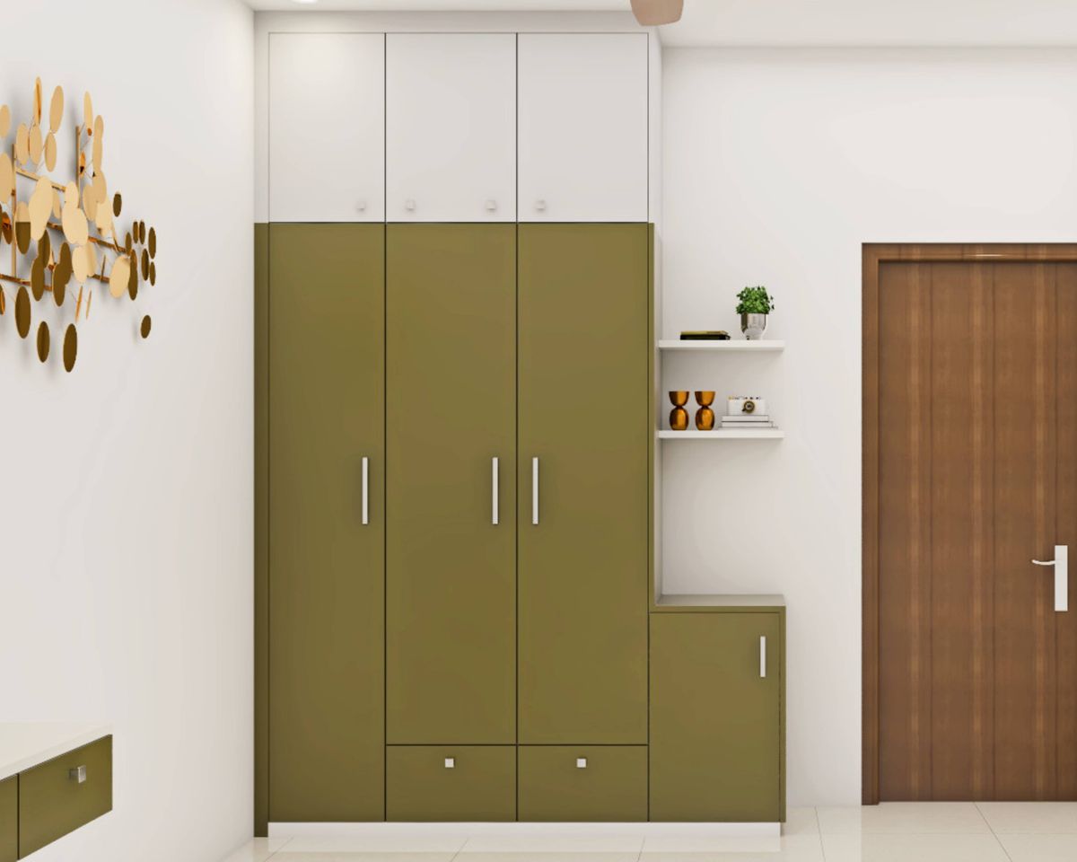 Modern Green And White Themed Spacious Wardrobe Design | Livspace