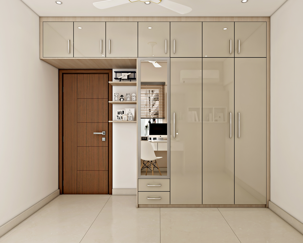 Spacious Wardrobe Design With Glossy Finish | Livspace
