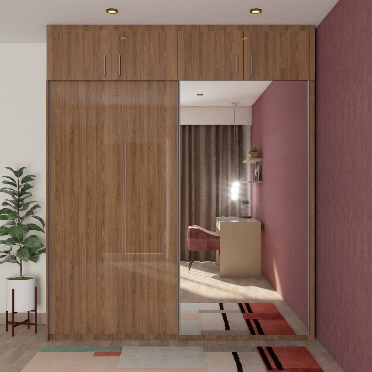 Compact Sliding Door Wooden Wardrobe | Livspace