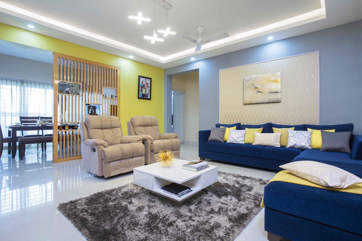 2-BHK Flat In Bangalore With Grey And White L-Shaped Kitchen Design | Livspace