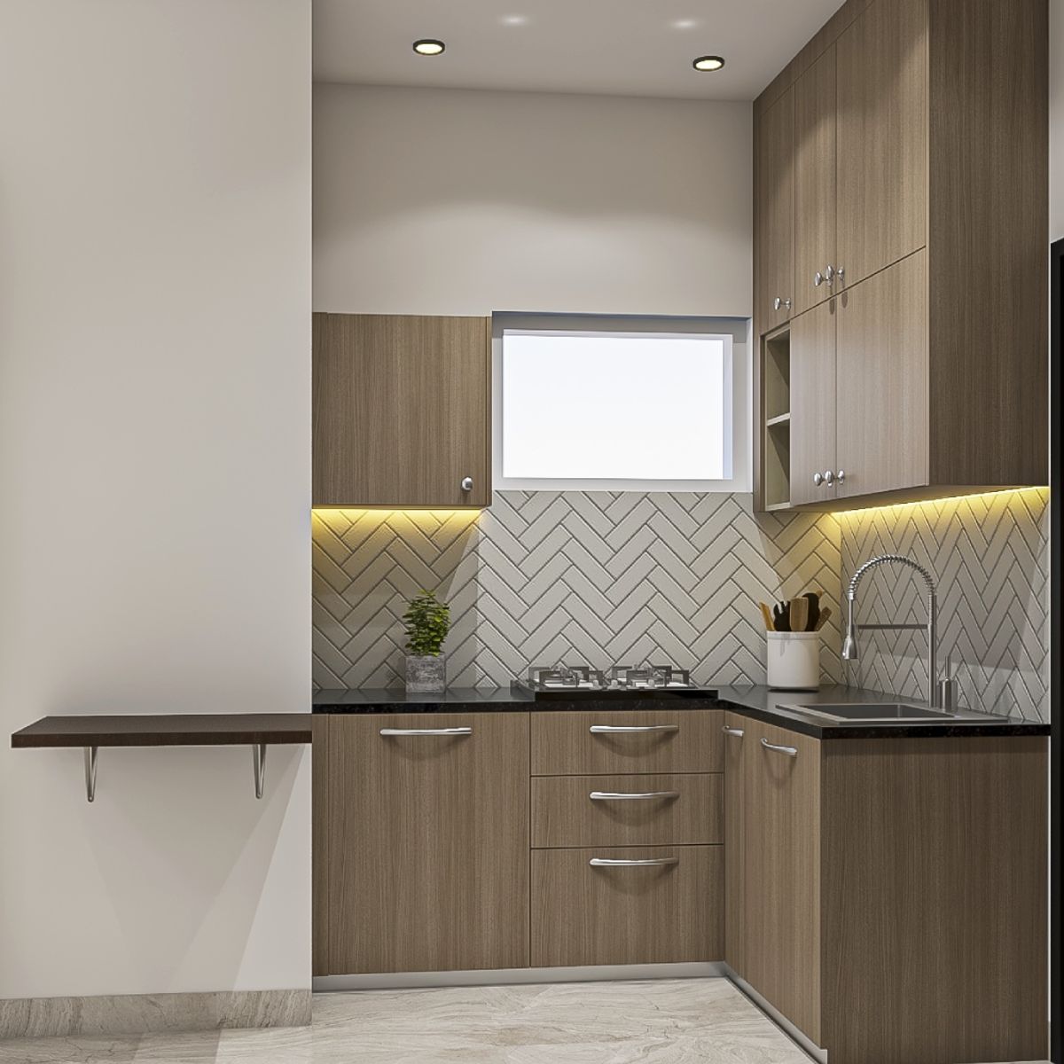 Modern Kitchen Design with Persian Vertical Walnut Accents - 7x8 Ft ...