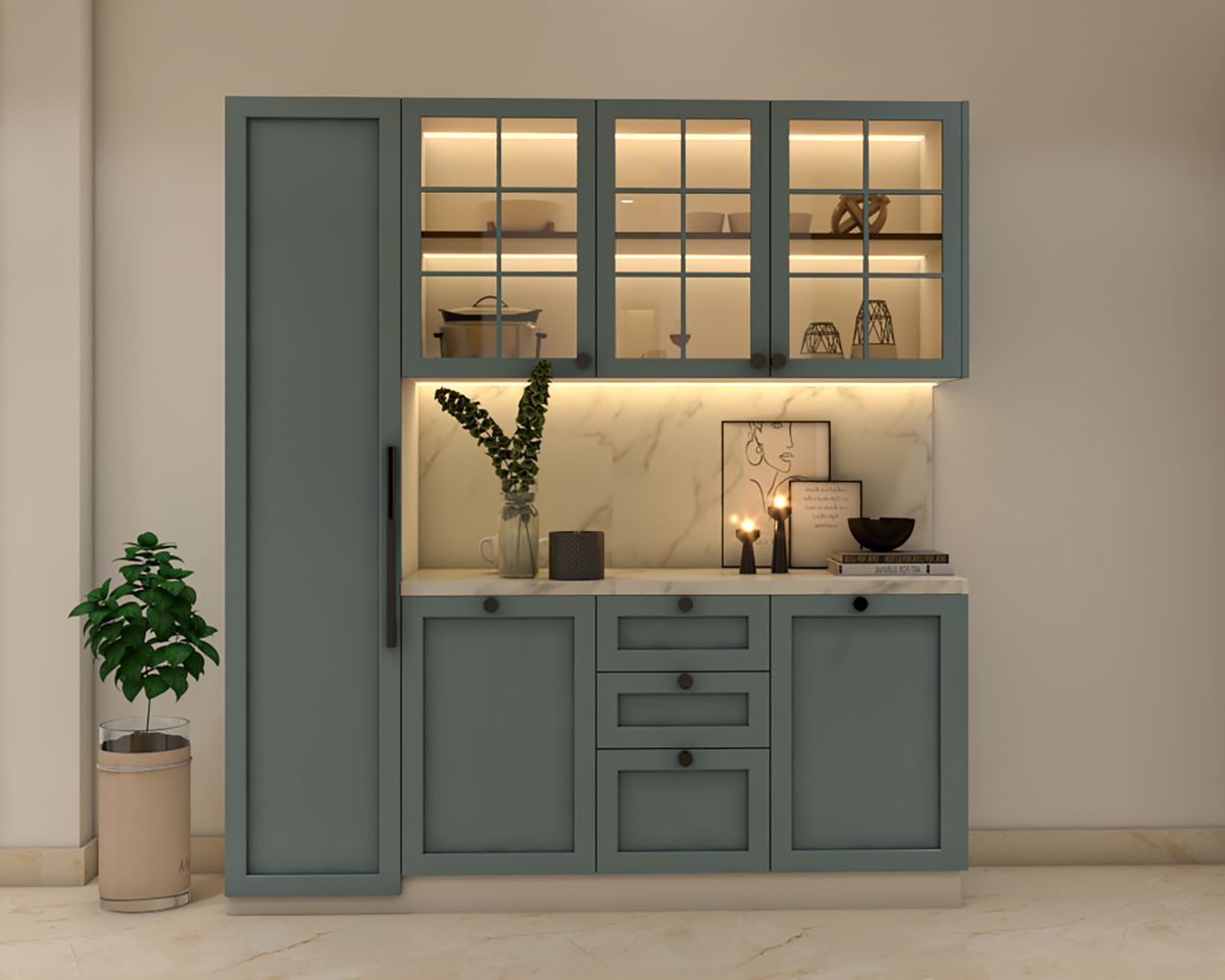 Stylish Modern Crockery Unit Design: Glass, Solid Doors, and Integrated ...