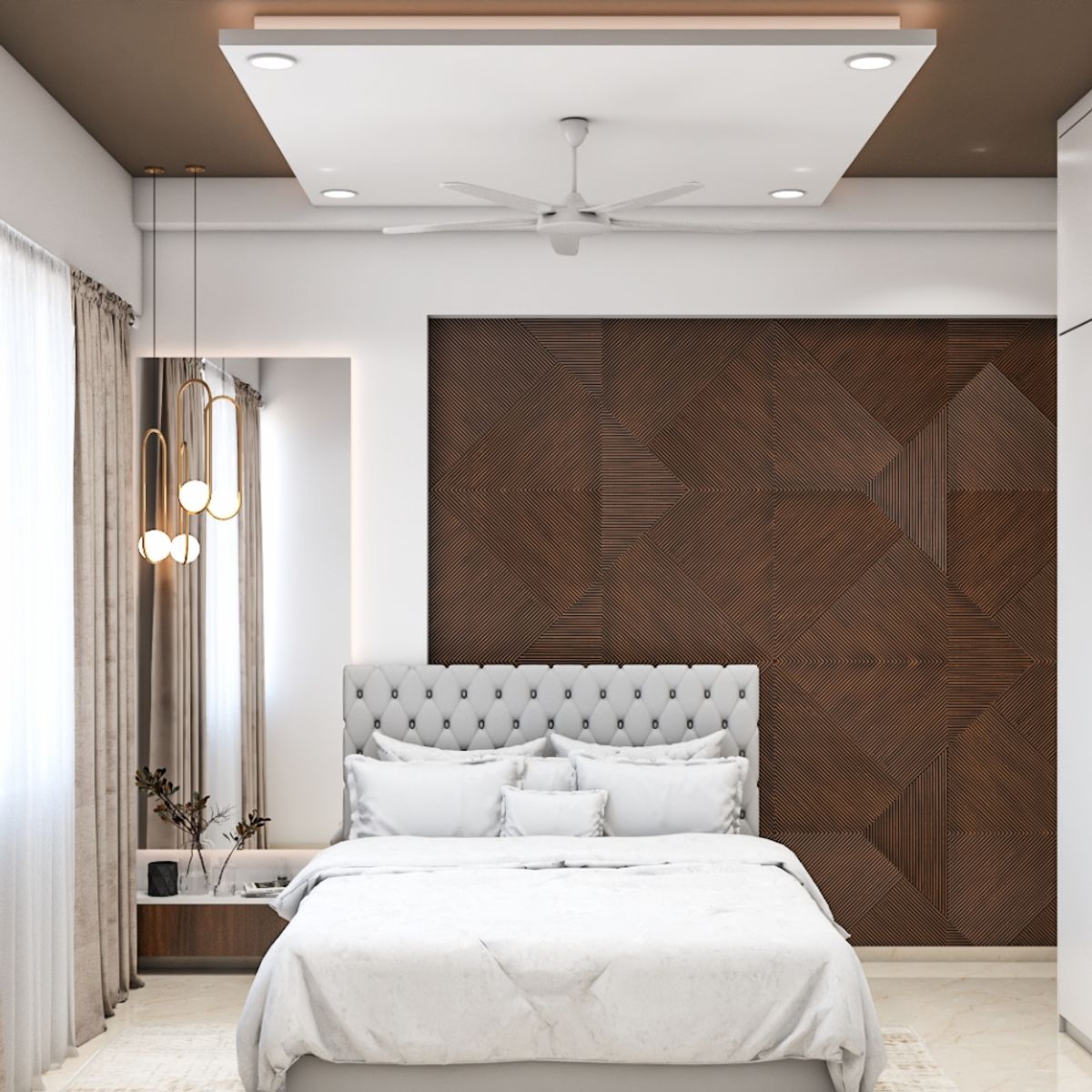 Modern Central Drop False Ceiling Design with Spotlights, Pendant, and ...