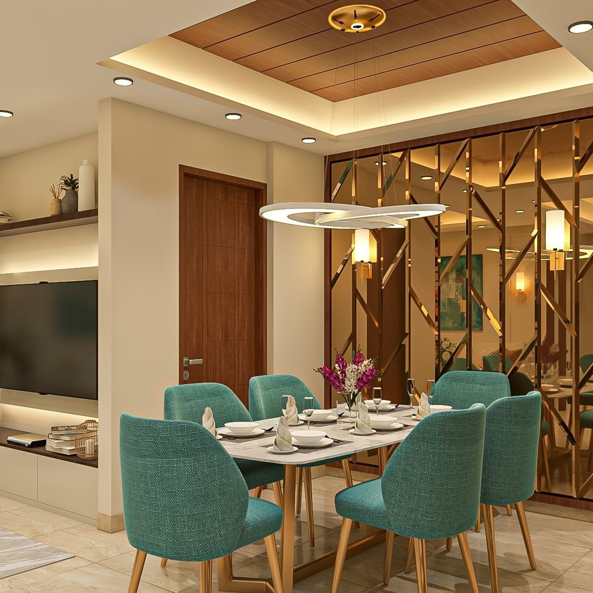 Compact Contemporary Style Dining Area For Small Families | Livspace