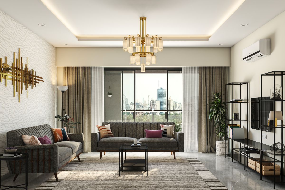 Peripheral Modern Ceiling Design With Cove Lights | Livspace