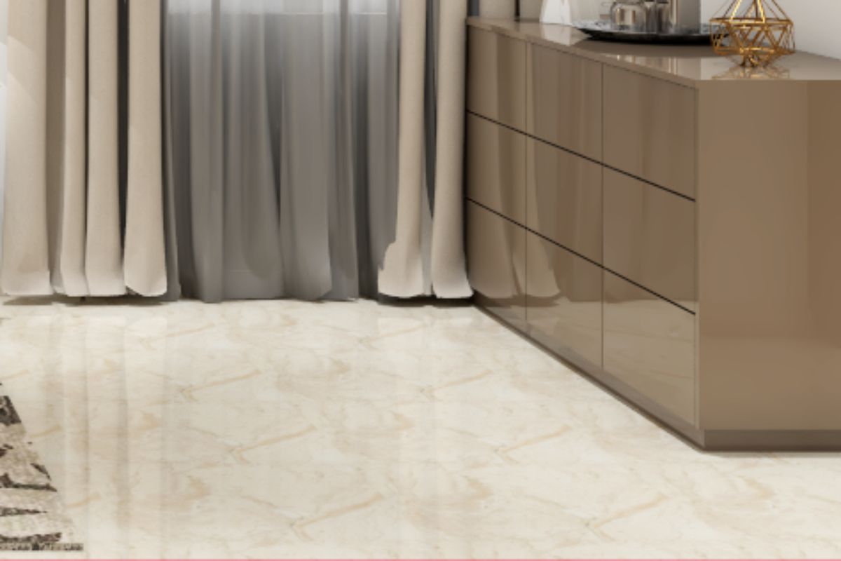 Beige Flooring Design With A Glossy Finish | Livspace