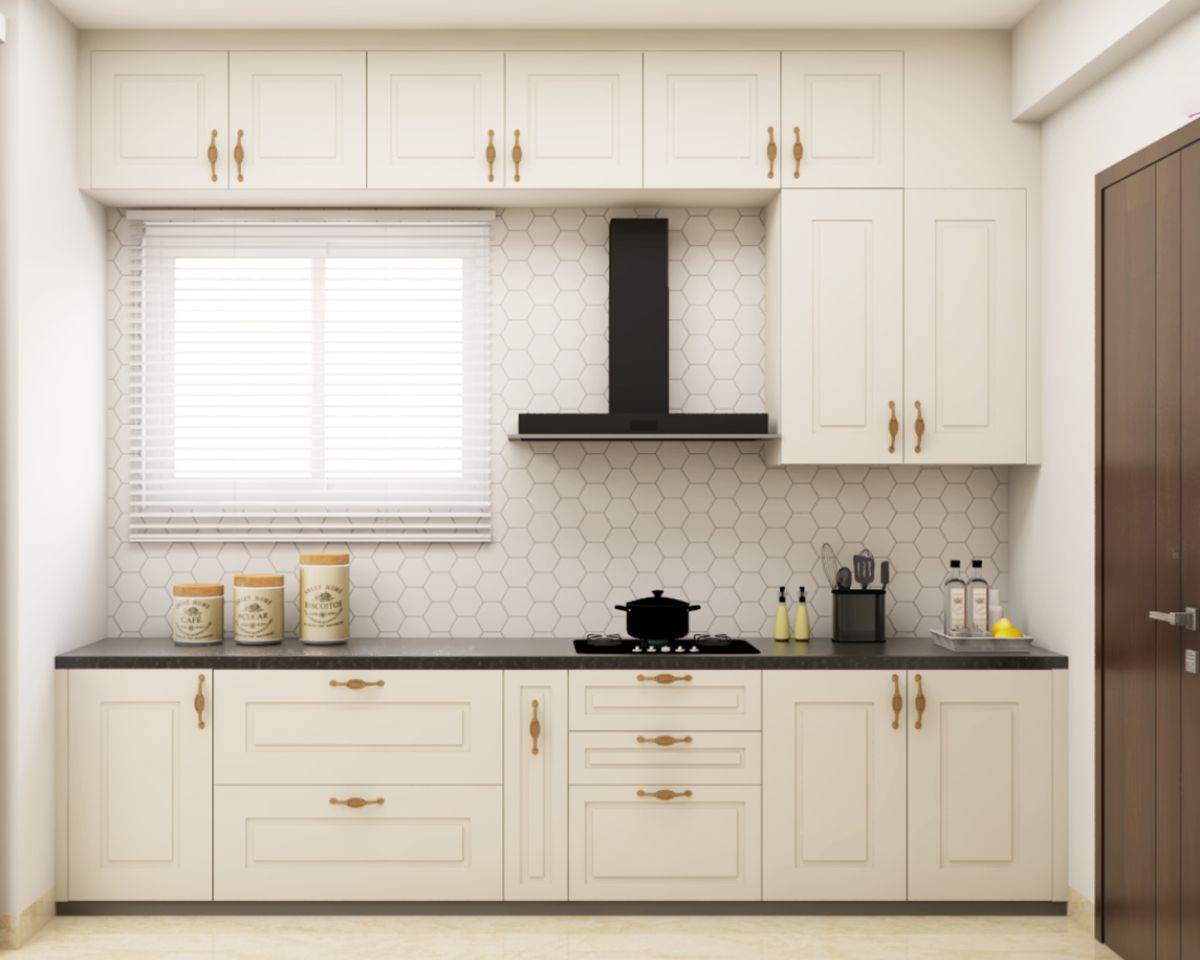 Modern Beige Kitchens Tiles Design | Livspace