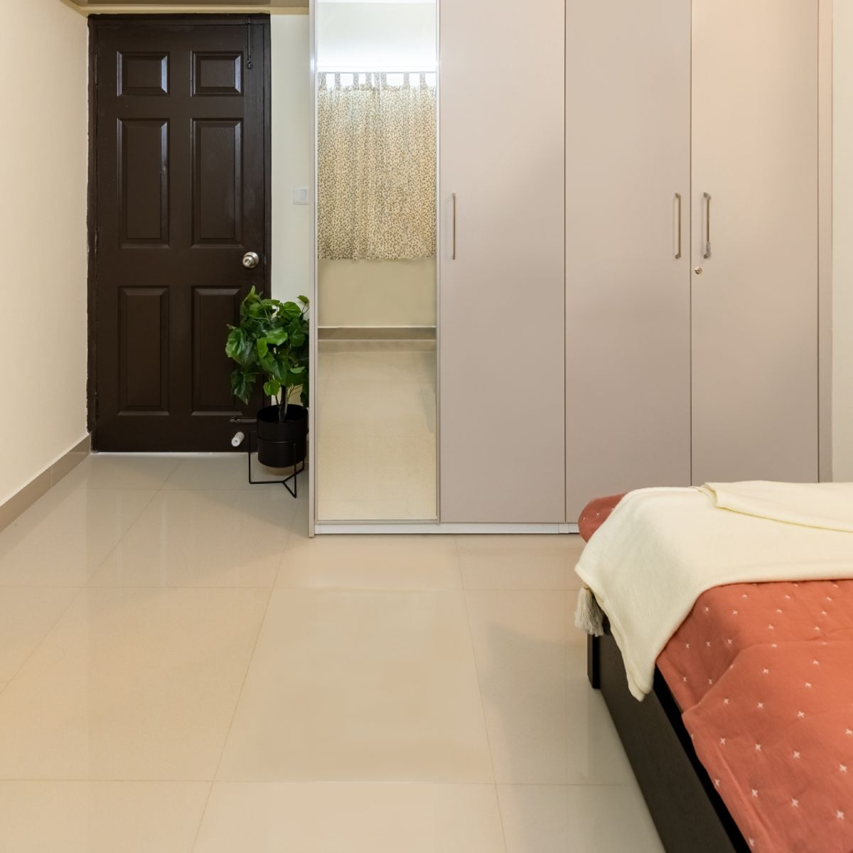 Rectangular Bedroom Tiles Design With A Glossy Finish | Livspace