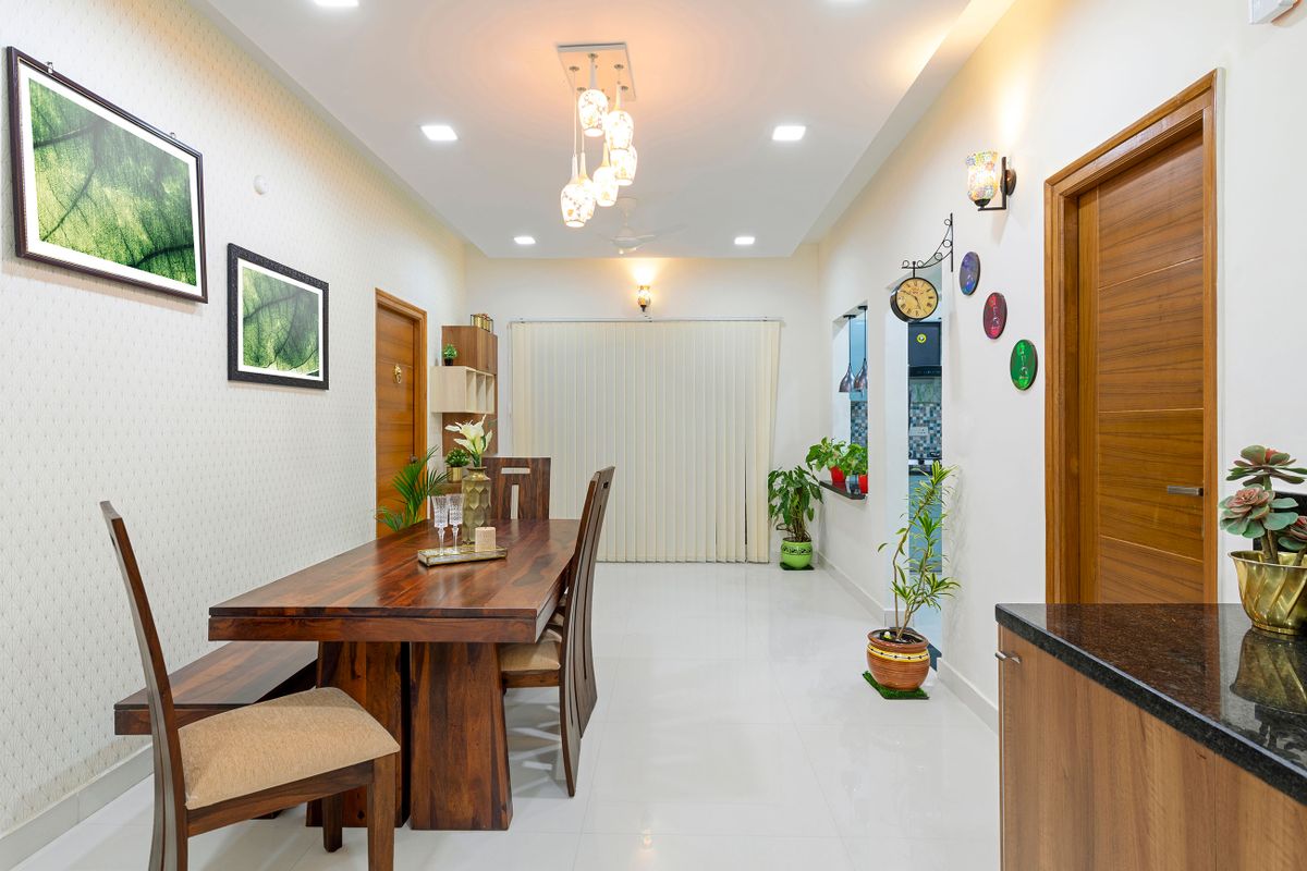 Hyderabad 2-BHK Apartment Interior Design With Blue L-Shape Kitchen ...