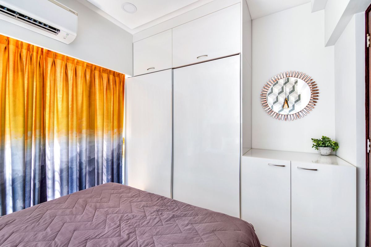 2-BHK Apartment Interior Design In Mumbai With Blue And White Bedroom ...