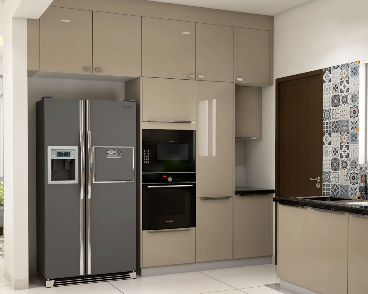 Spacious Irish Cream Indian Kitchen Design With Modular Units | Livspace