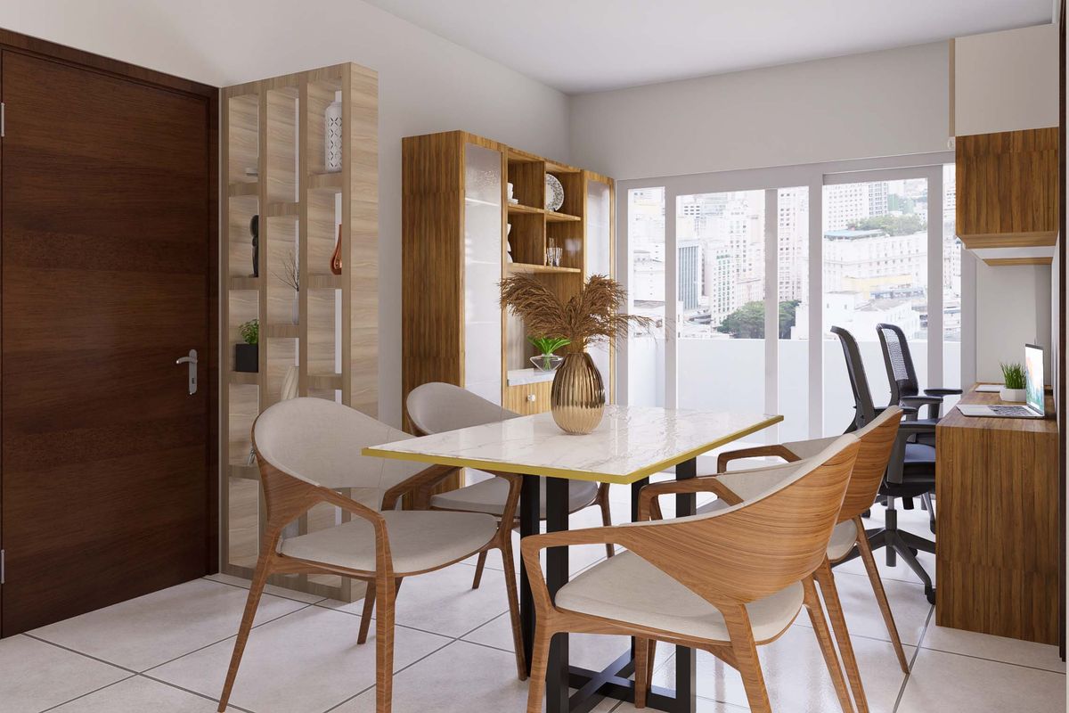 4-Seater Dining Hall Design With A Crockery Unit | Livspace