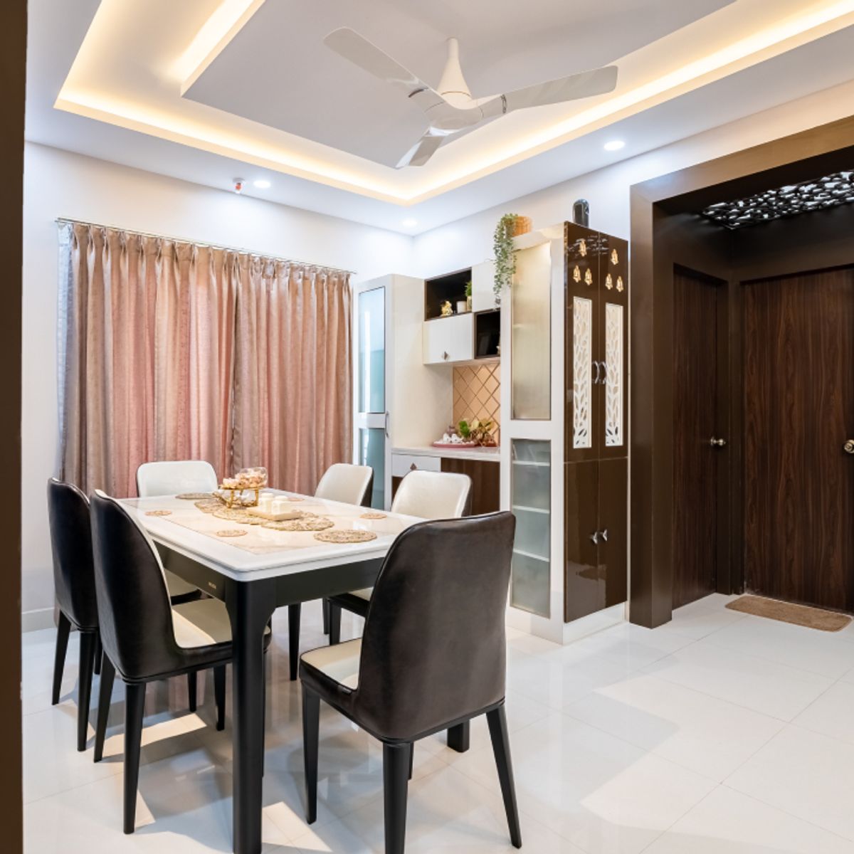 Dining Room Design With False Ceiling And Strip Lighting | Livspace