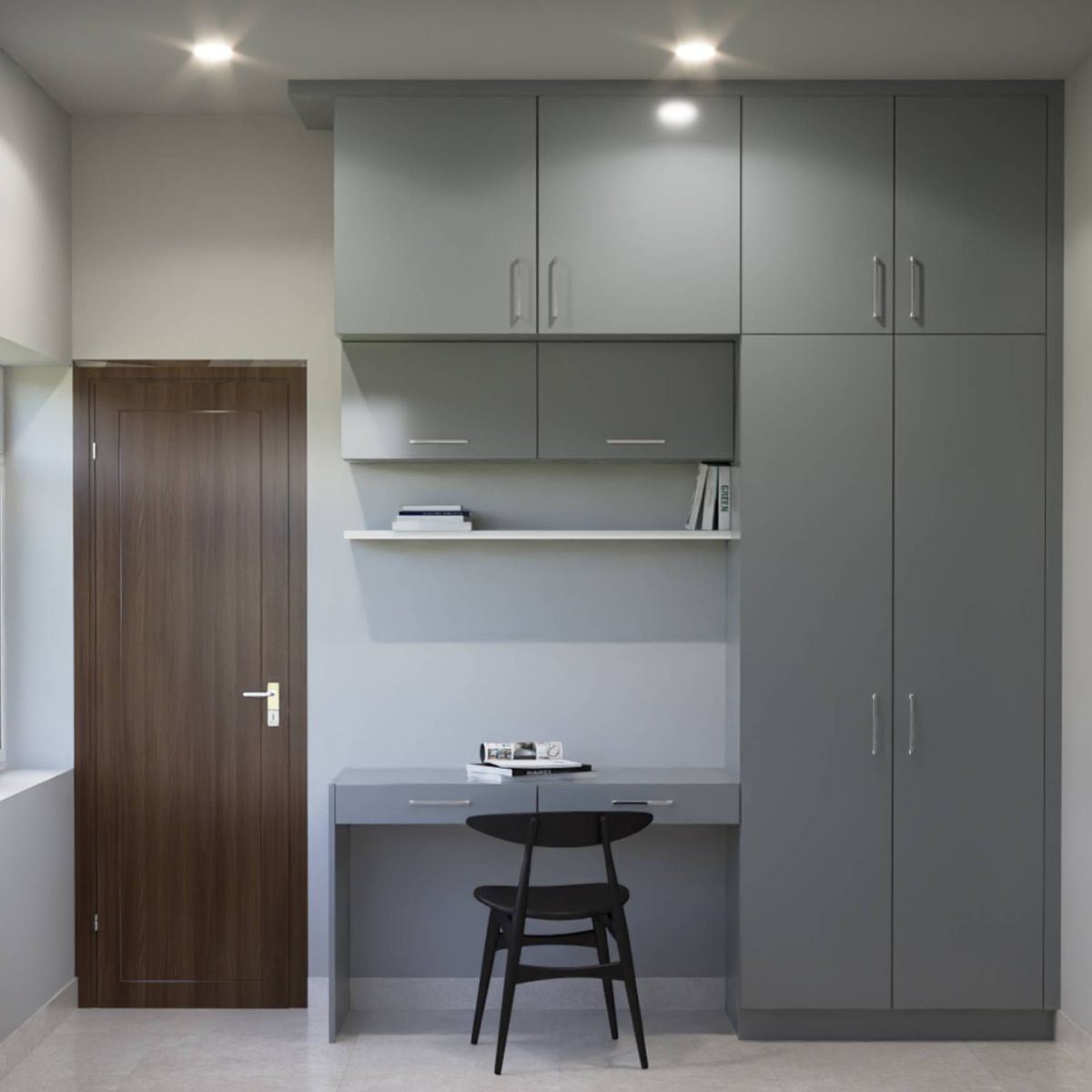 Spacious Study Room Design With Wardrobe | Livspace