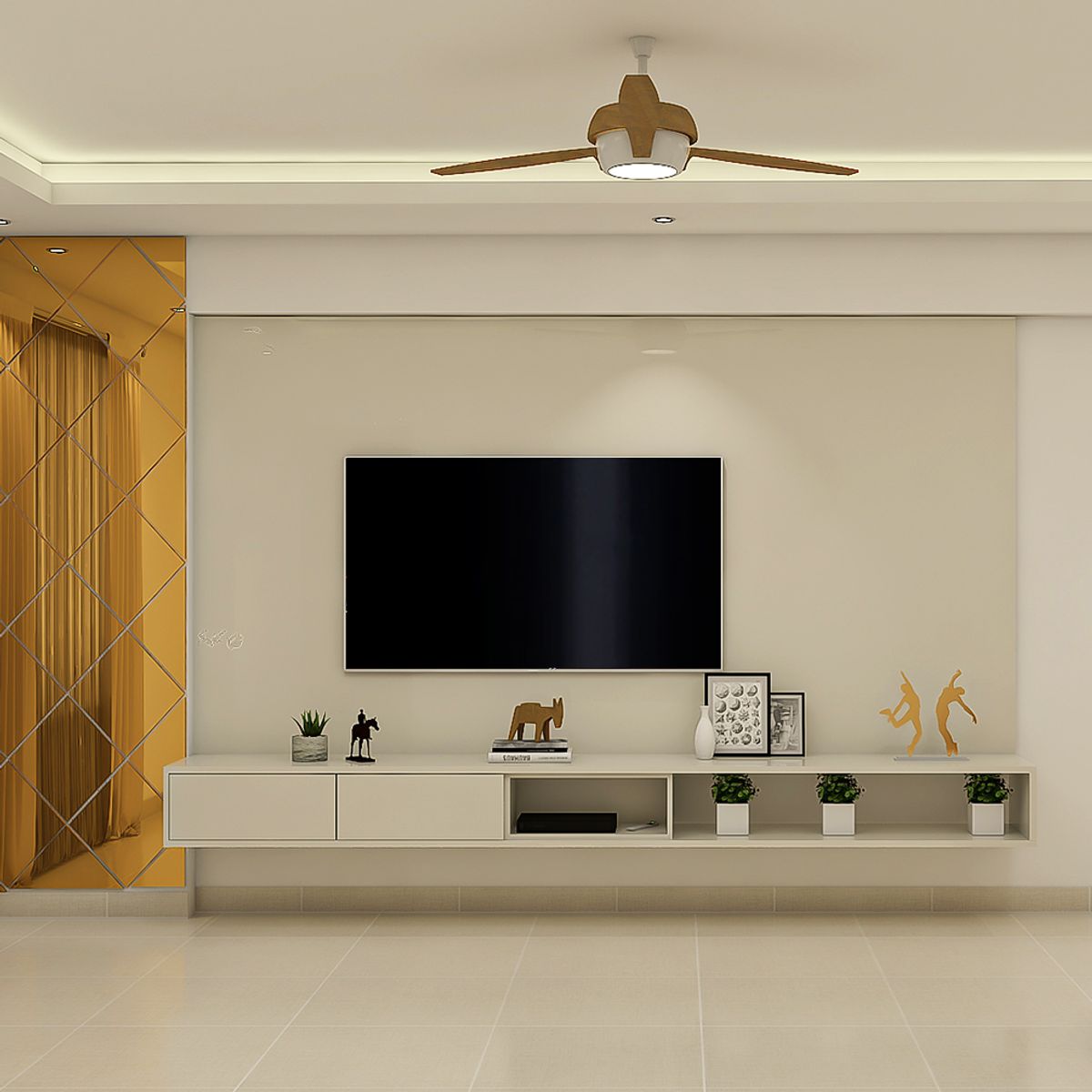 55-Inch TV Unit Design With A Glossy Finish | Livspace