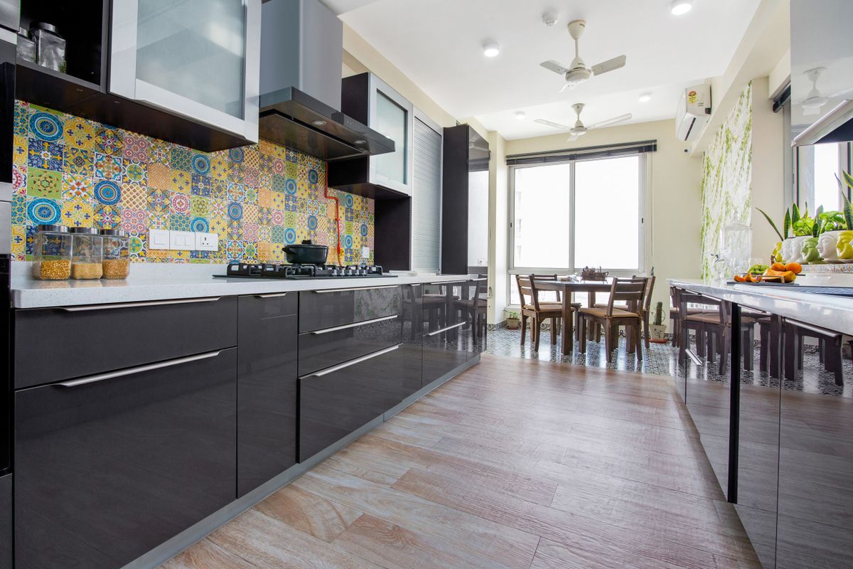 4-BHK Flat Design In Gurgaon With Blue Guest Room | Livspace