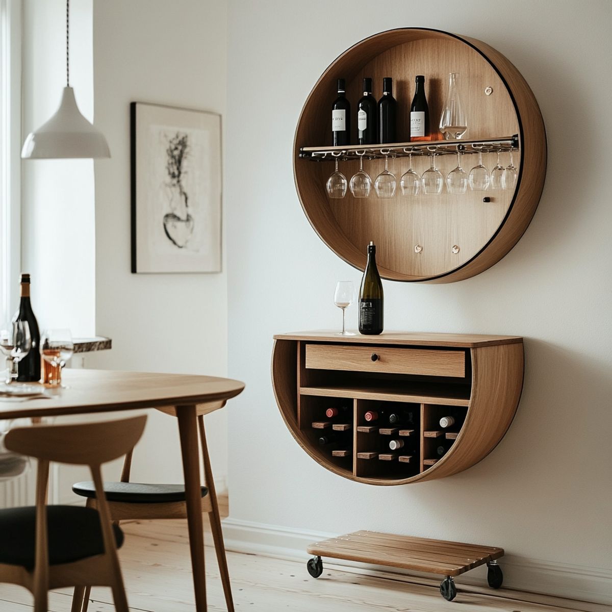 Elegant Scandinavian Bar Unit Design for Entertainment in Suede ...
