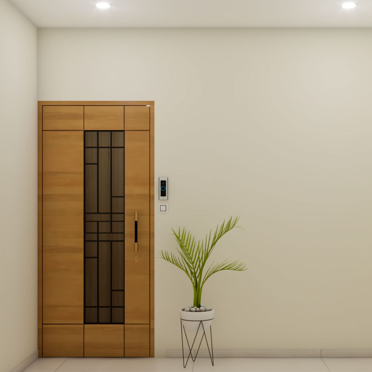 Elegant Single Swing Entrance Door Design with Matte Finish | Livspace