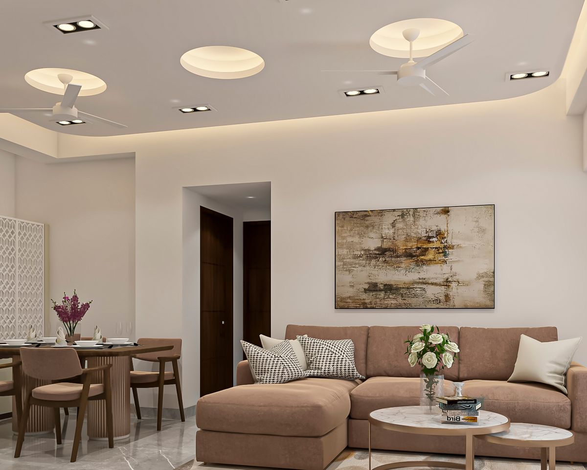 POP False Ceiling Design with Contemporary Cove and Spot Lights in ...