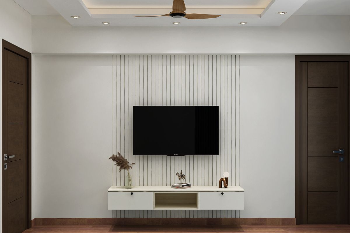 Wall-Mounted Modern TV Unit Design with Frosty White Base and Vertical ...