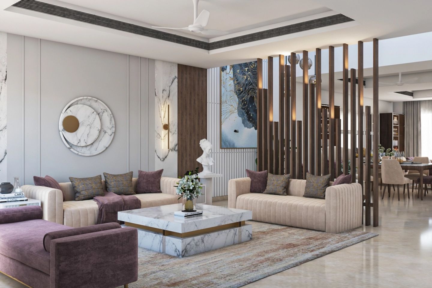 Spacious U-Shaped Living Room Design | Livspace