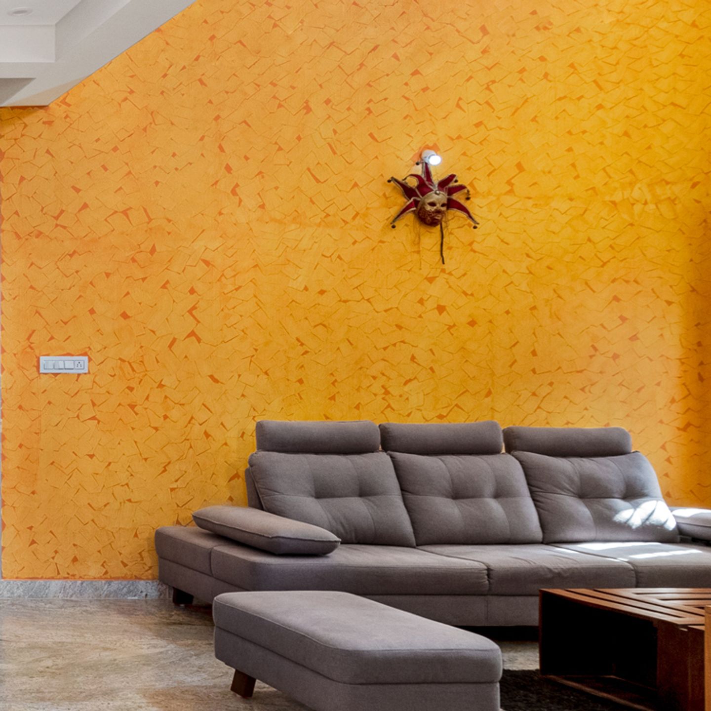 Warm-Toned Wall Colour Combination For Living Room | Livspace