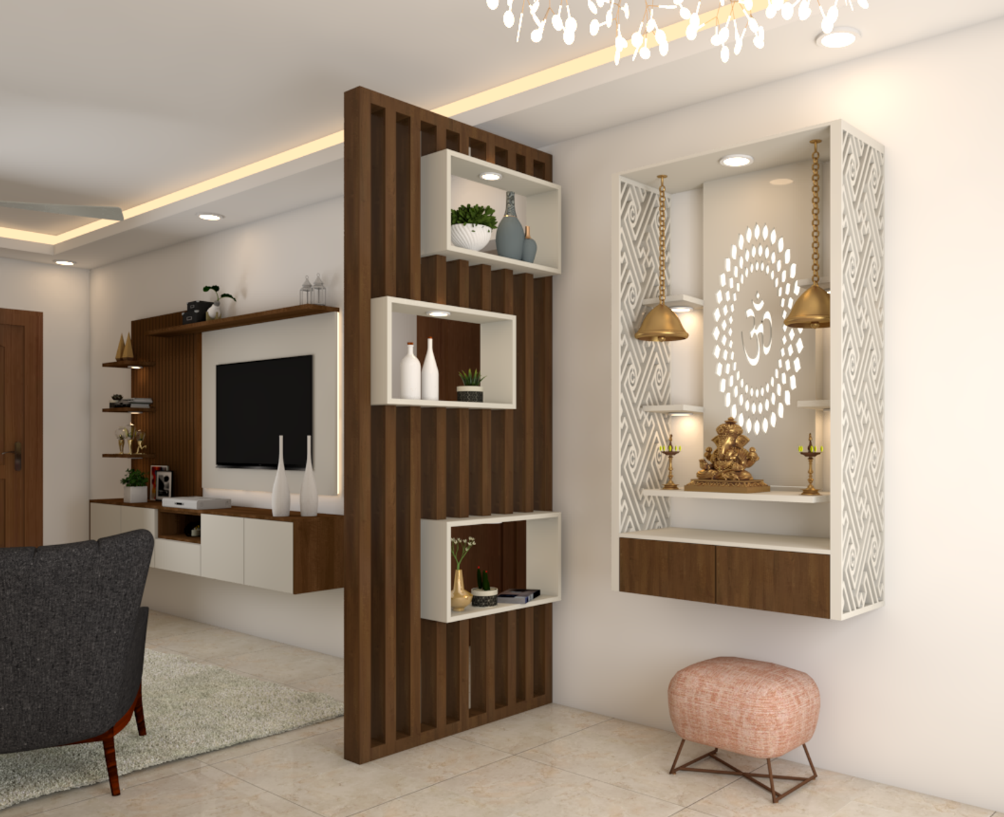 Compact & Minimalistic Pooja Room | Livspace