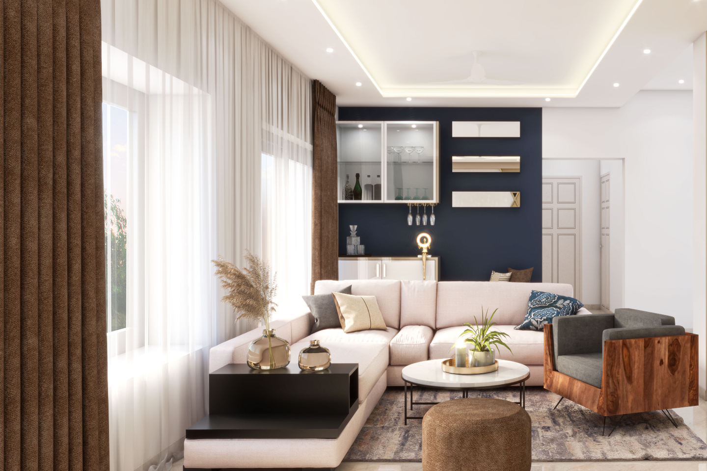 Modern Perimeter Ceiling Design | Livspace