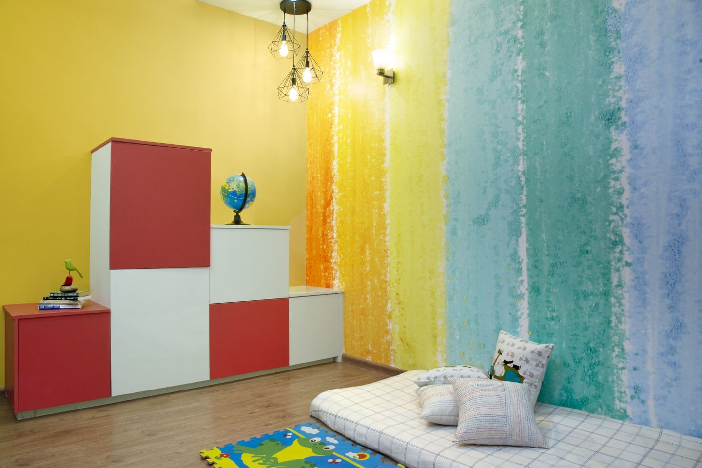 Colourful Kids' Bedroom Wallpaper With A Rainbow Theme | Livspace