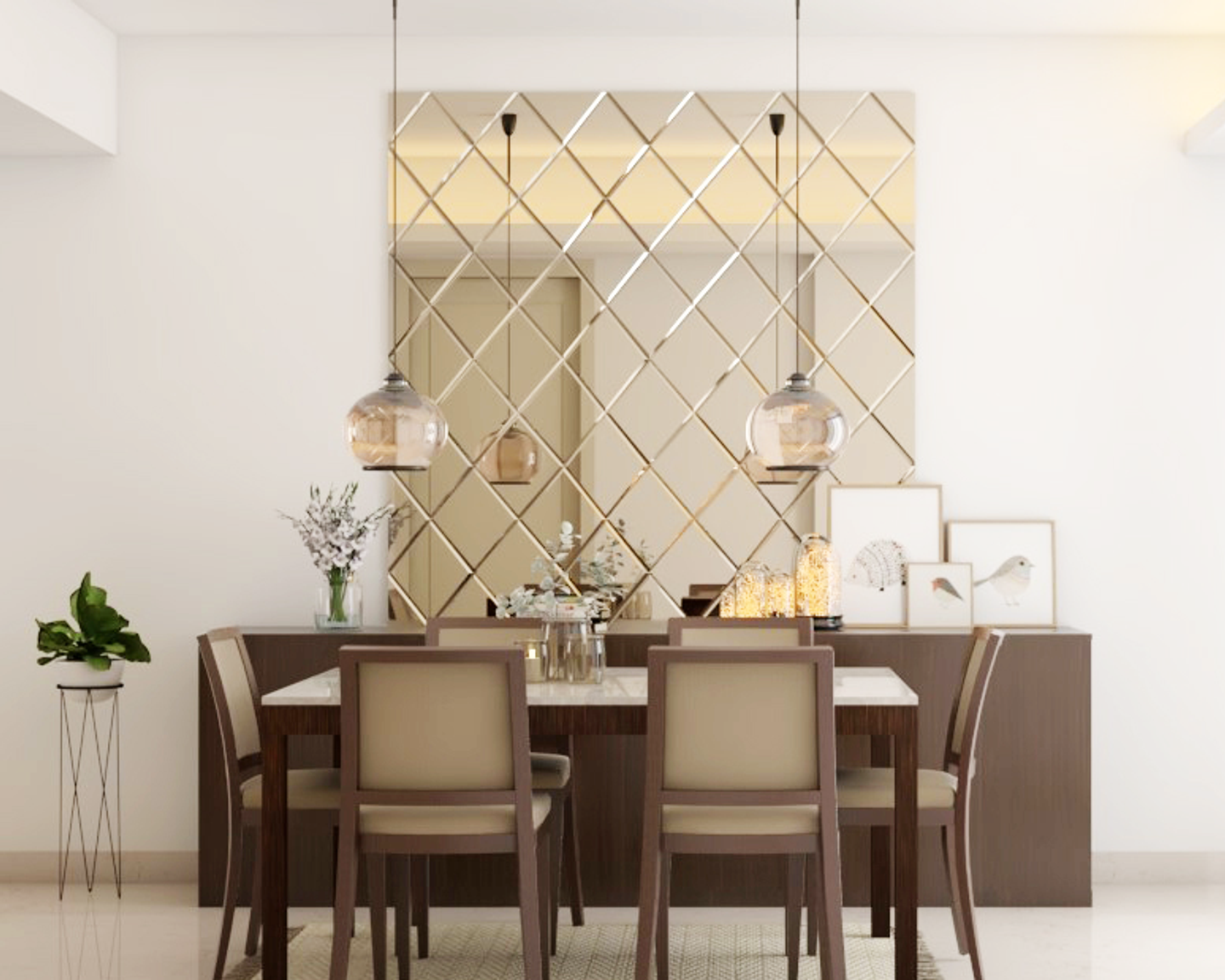 Well Lit Dining Room Design With Traditional Touch | Livspace