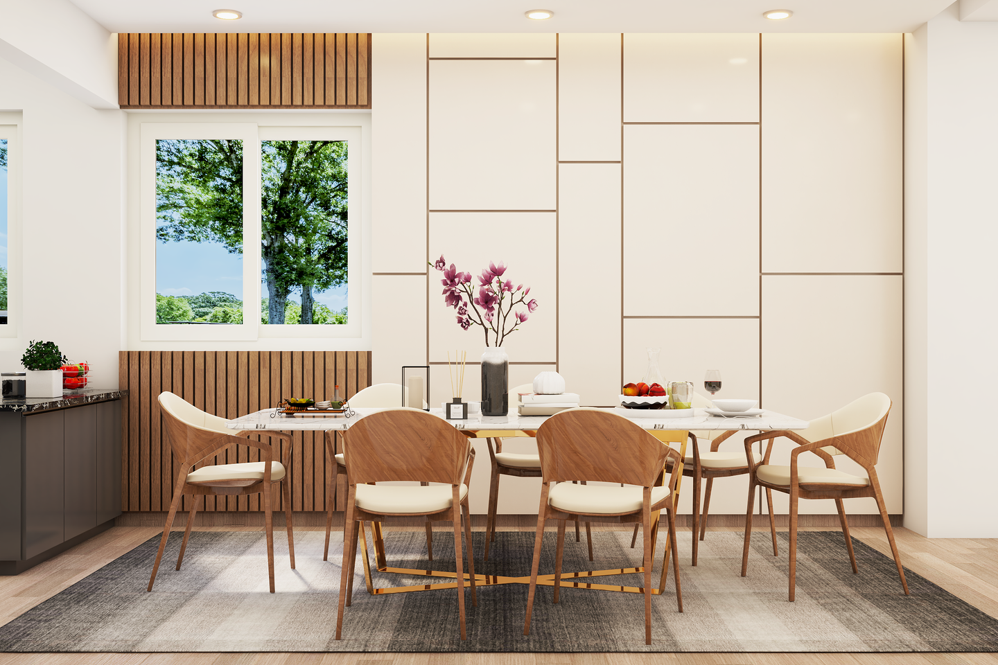 Spacious Dining Room With Classic Interiors | Livspace