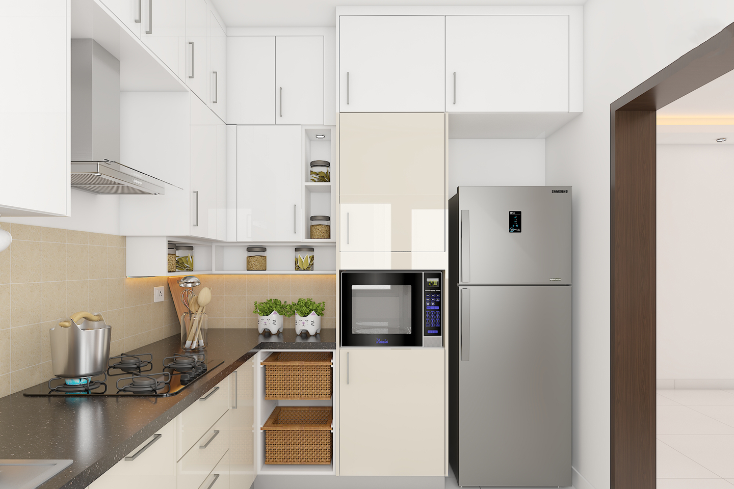 Minimal Style Maximum Convenience Spacious Kitchen Design | Livspace