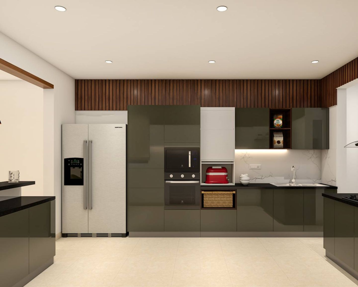 Multi-Functional Modern Style Spacious Kitchen Design | Livspace