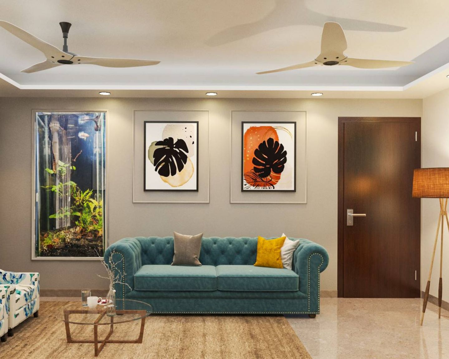 Modern Living Room Design With Wall Frames | Livspace