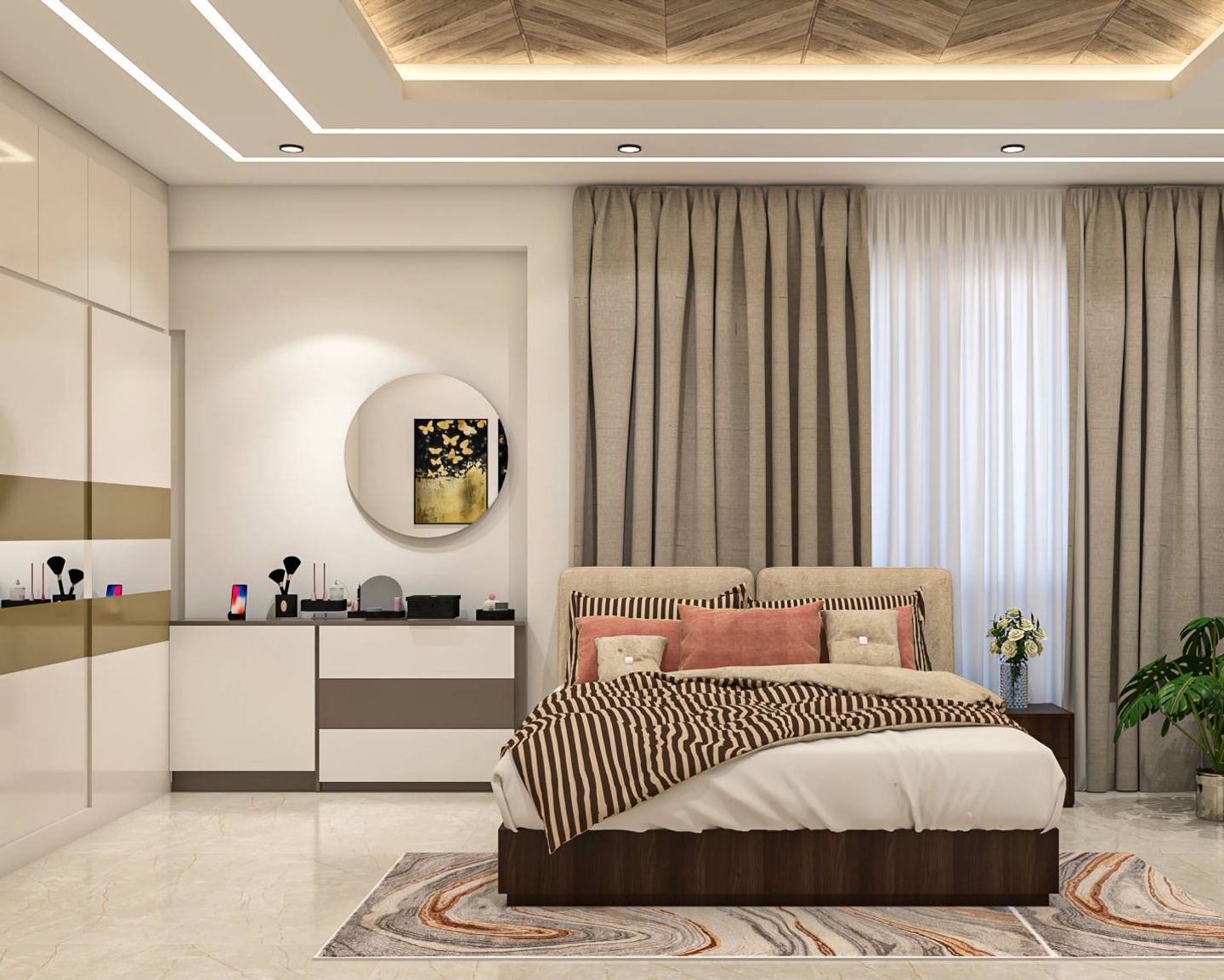 Modern Master Bedroom Design With Wardrobe | Livspace