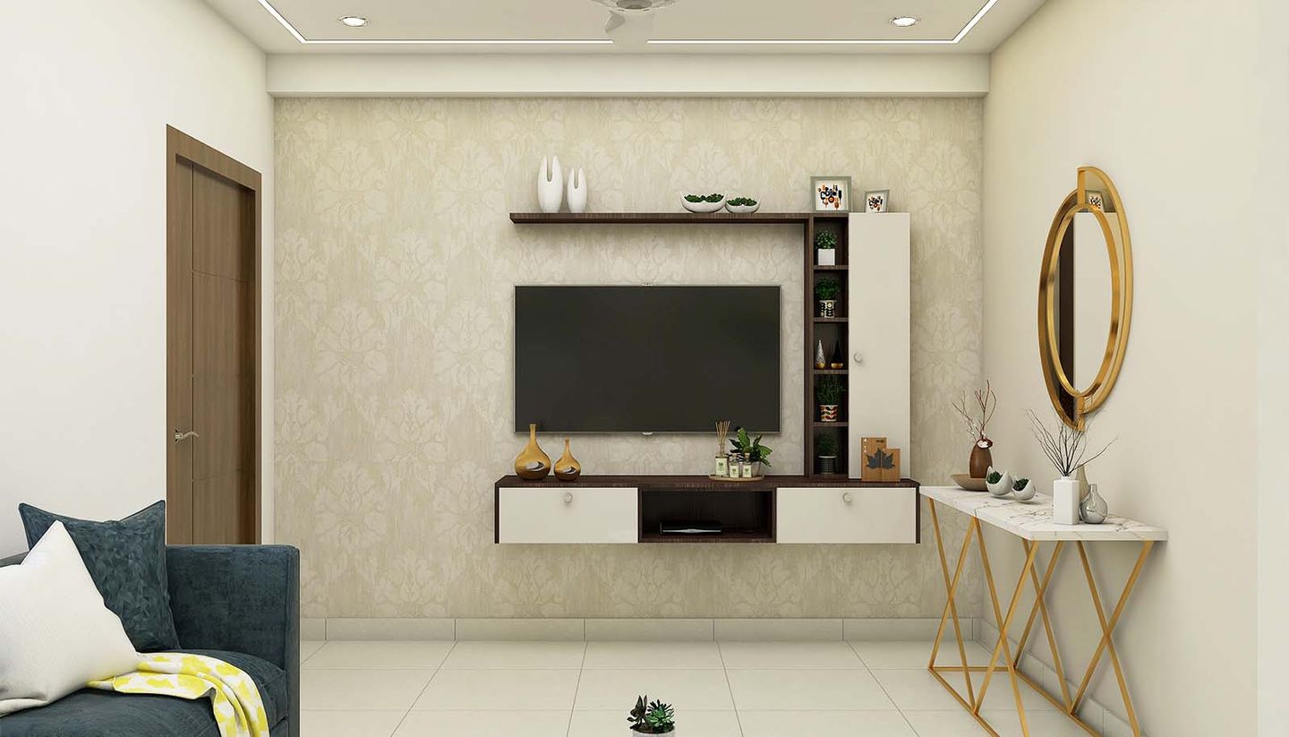 Compact TV Cabinet With Open And Closed Storage | Livspace