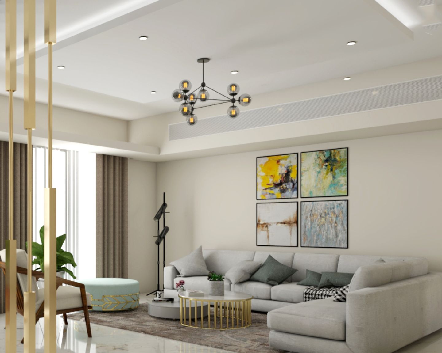 Single-Layered Gypsum Ceiling Design | Livspace