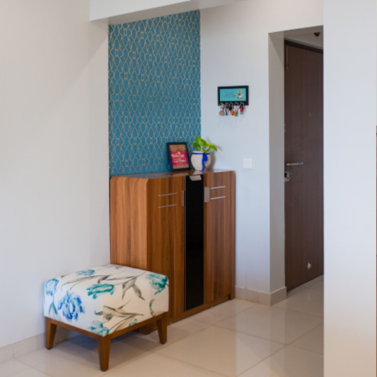 Foyer Design With Floor-Mounted Storage | Livspace