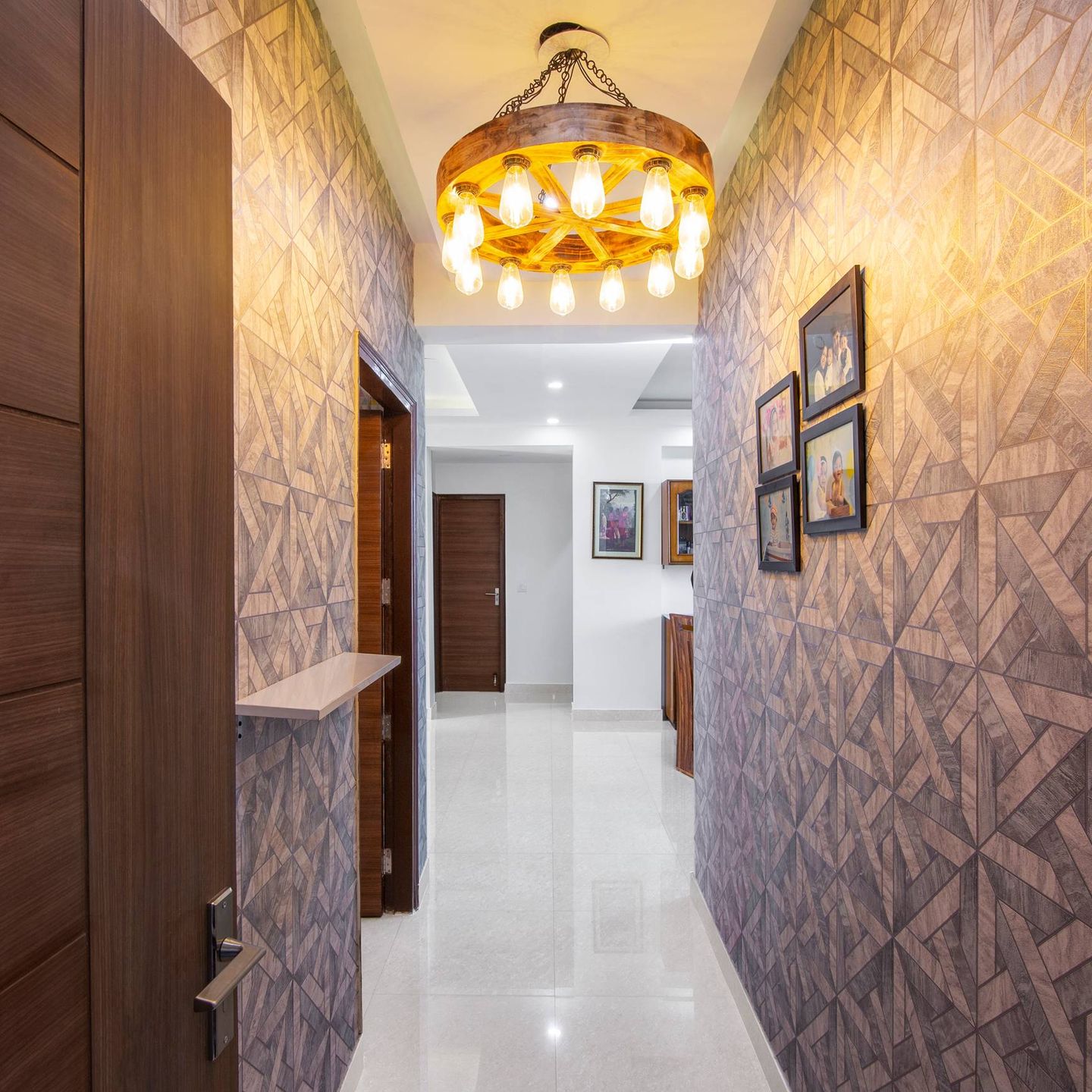 Compact Foyer Design With Champagne Unit | Livspace