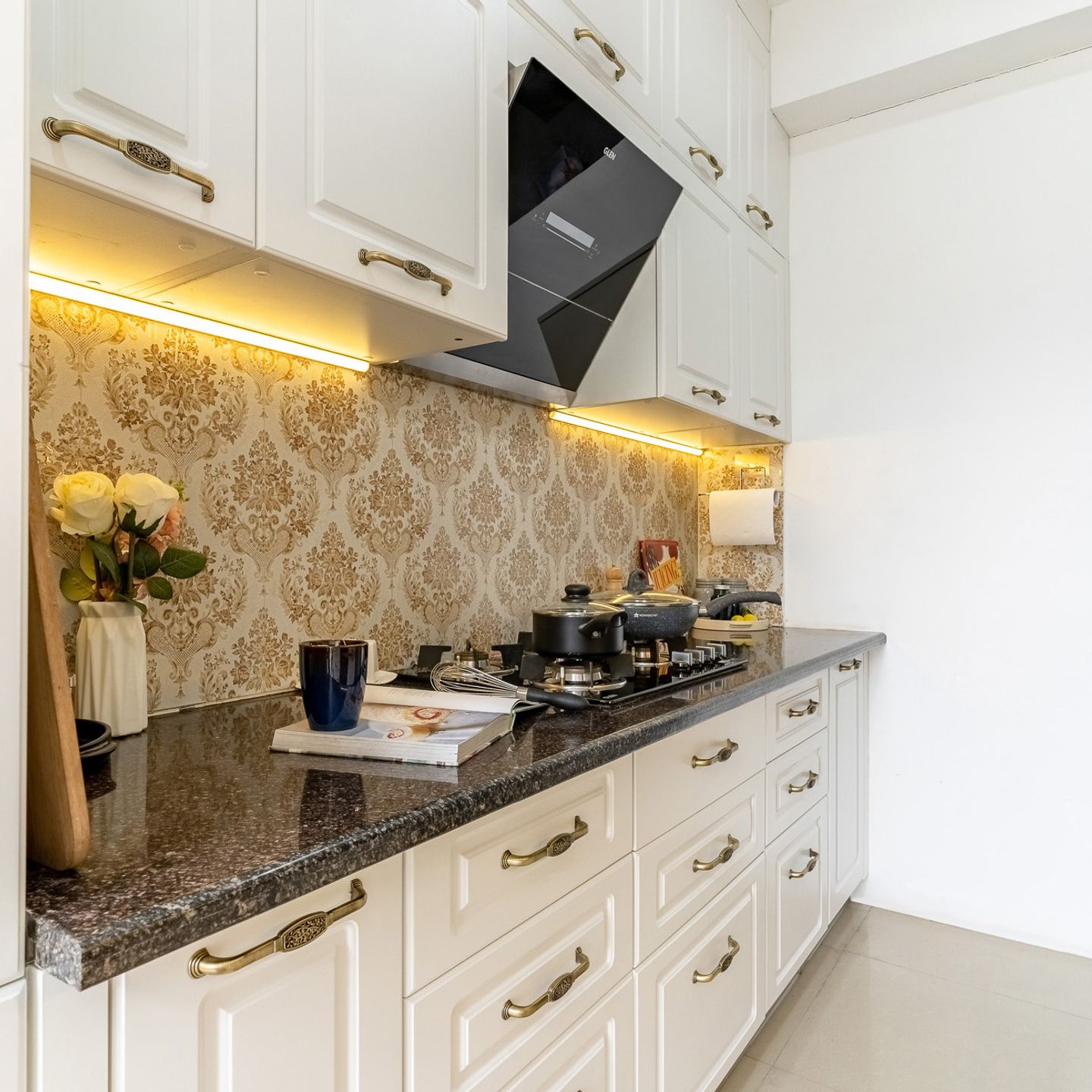 Modular Parallel Kitchen Design With A Granite Countertop - 12x7 Ft ...
