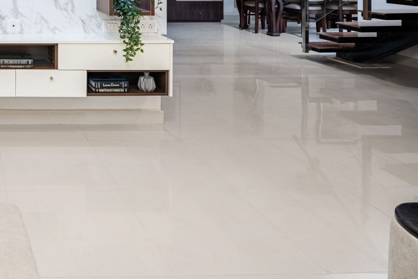 Glossy Beige Wall Tiles Design | Livspace