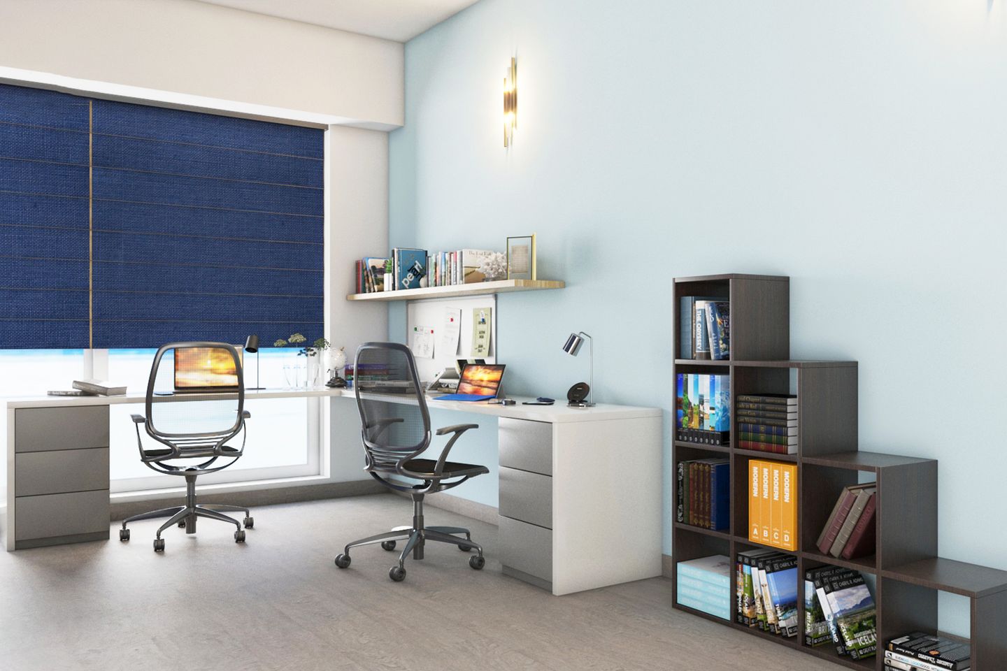 Home Office Design With A Spacious Bookshelf | Livspace