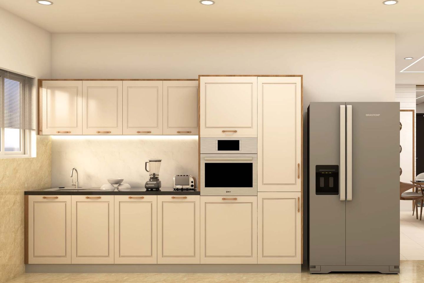 Spacious Beige Modular Parallel Kitchen Design | Livspace