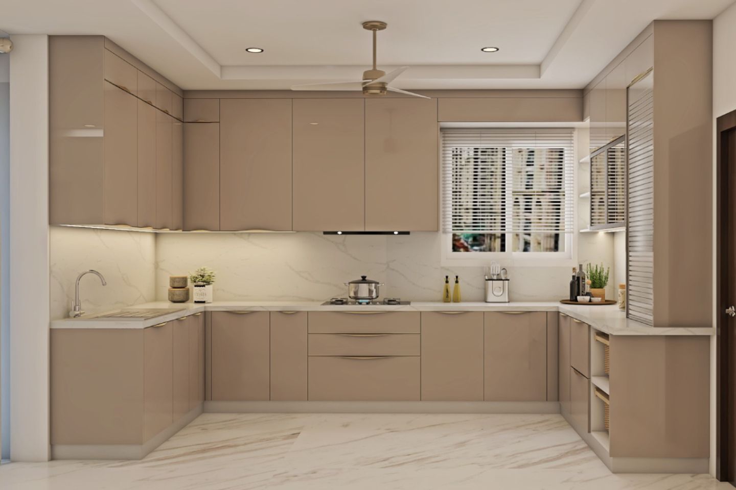 Compact U-Shaped Modular Kitchen Design | Livspace