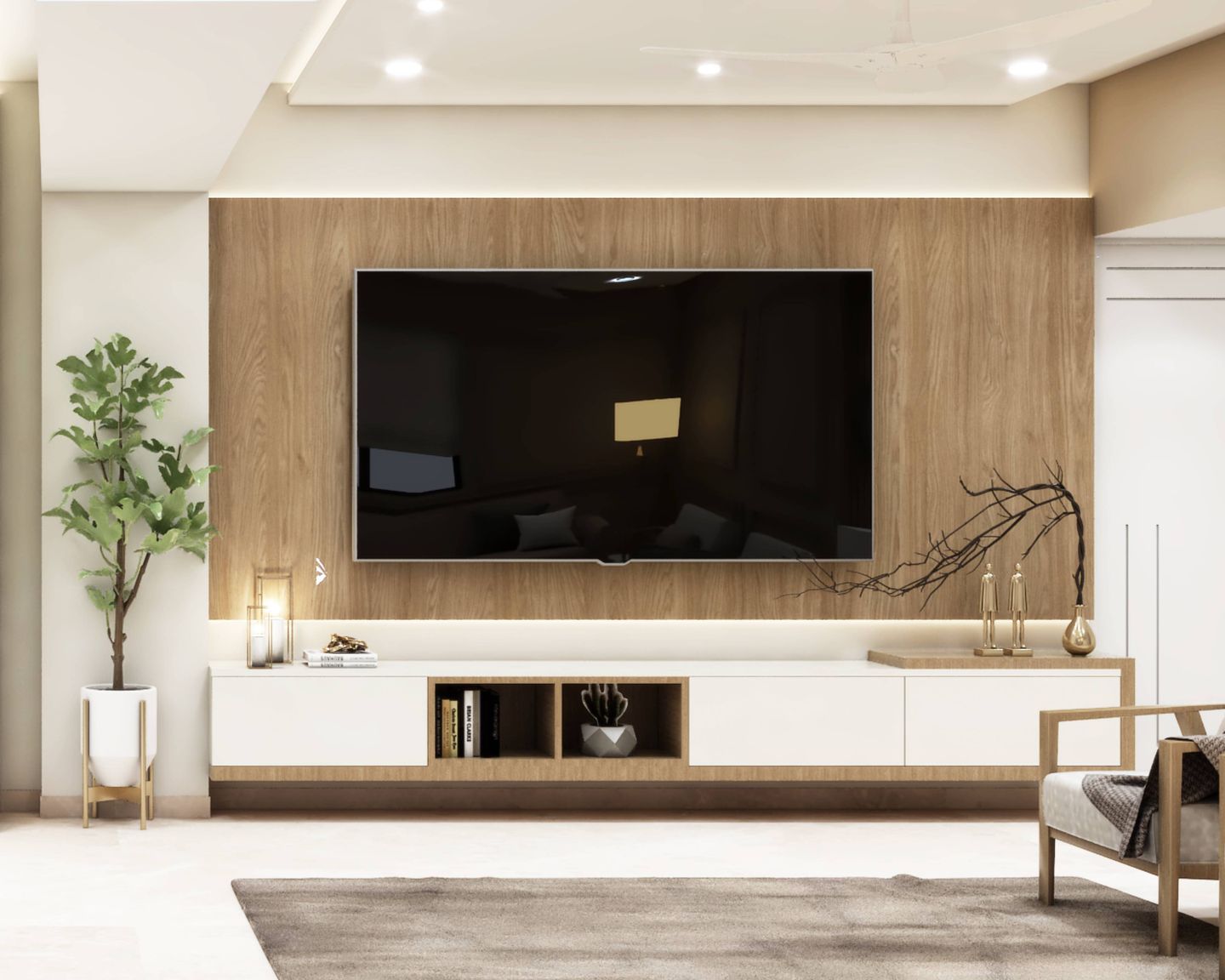 Spacious 55-Inch TV Unit With A Laminate Finish | Livspace