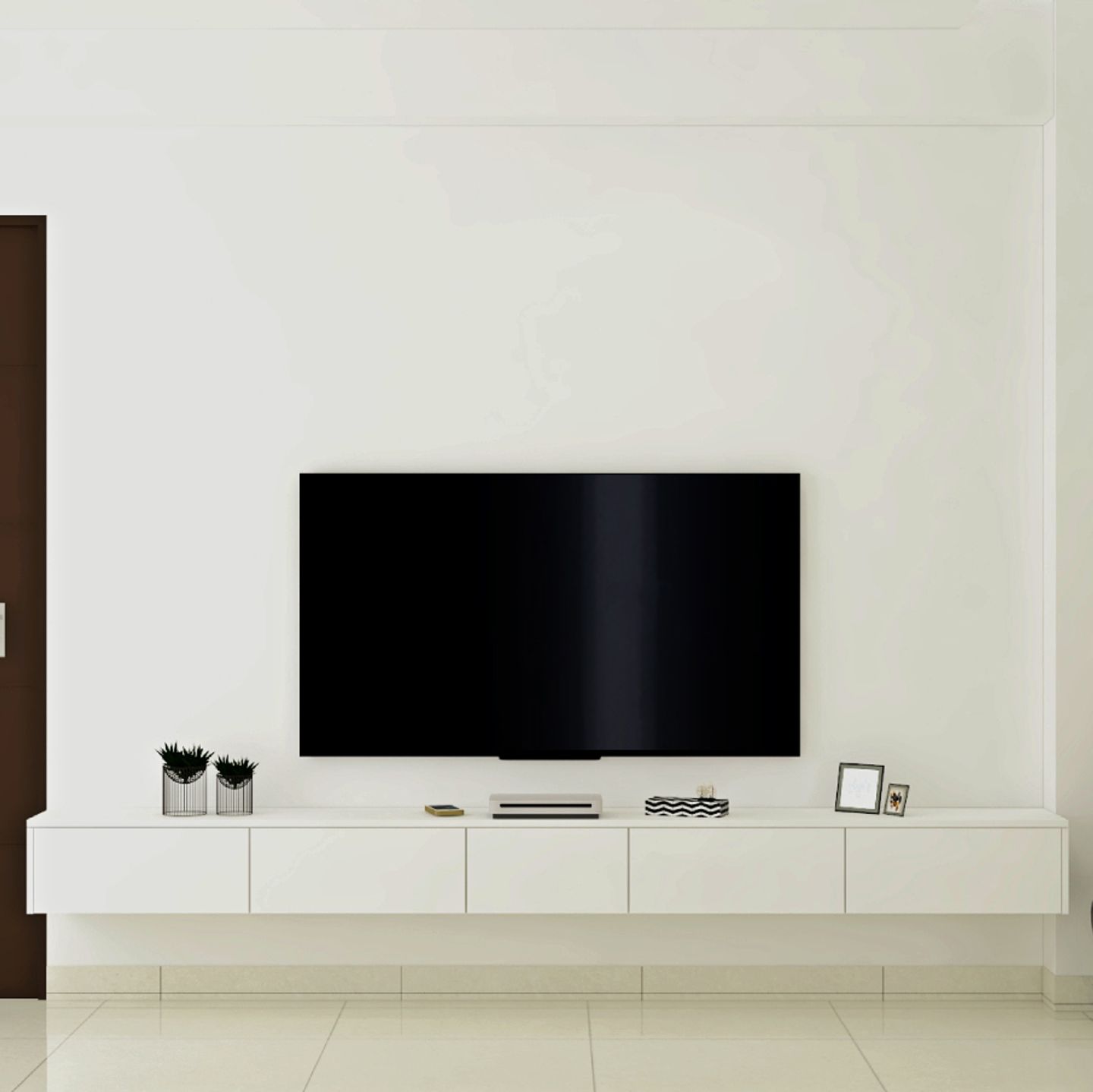 42-Inch White TV Unit Design | Livspace